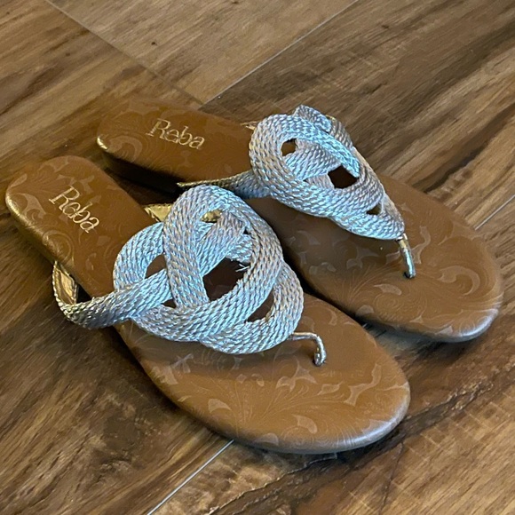 Reba | Shoes | Reba Silver Rope Flat Sandals Sz 7 | Poshmark